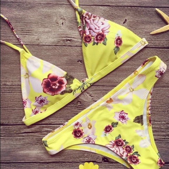 Swim | Yellow Floral Bikini | Poshmark